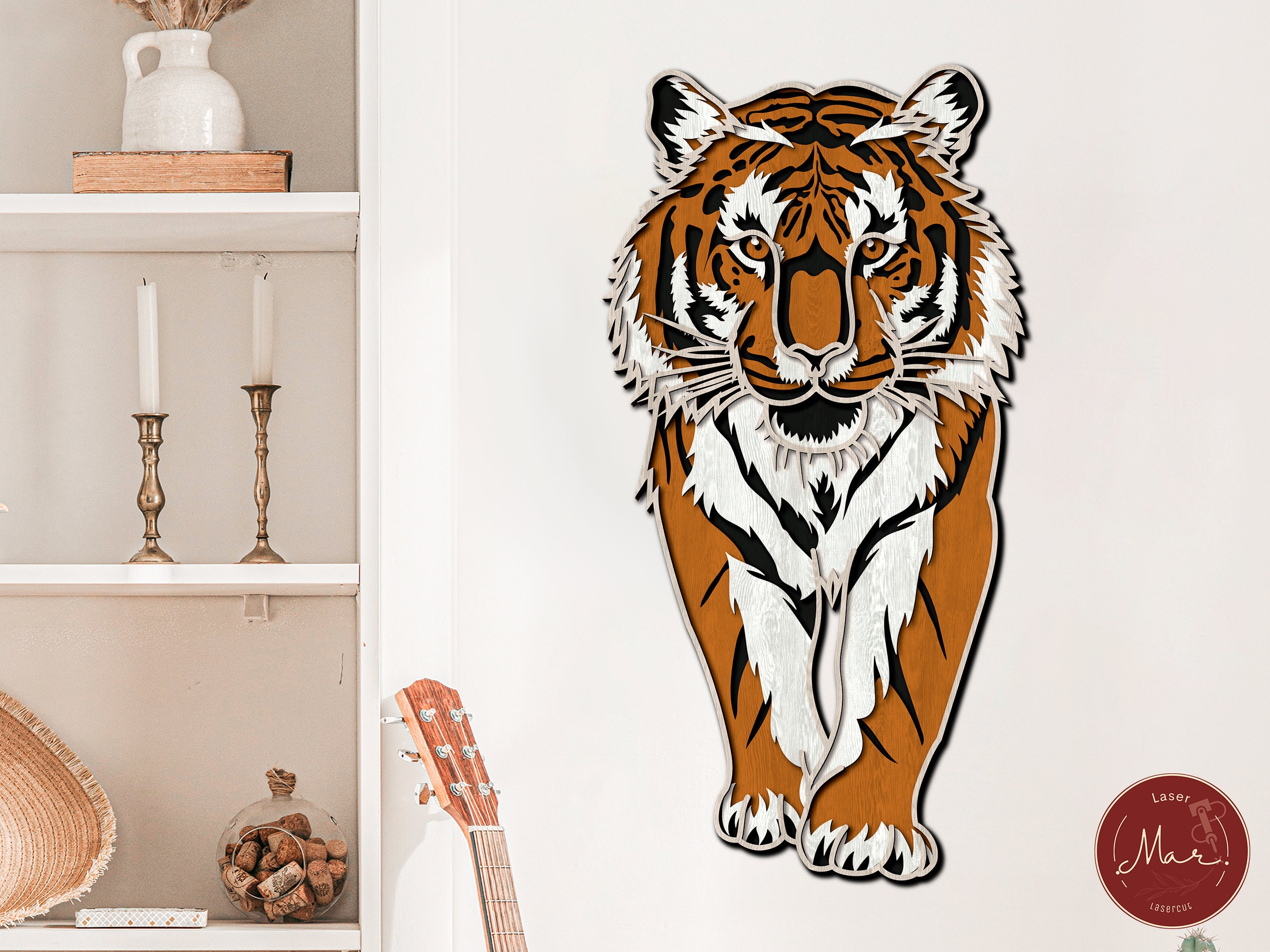 Multilayer Tiger Laser Cut File 3D Tiger Mandala Layered Dxf Dwg ...