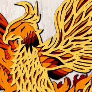 Multilayer Phoenix Laser Cut File 3D Layered Phoenix Paper Cut SVG ...