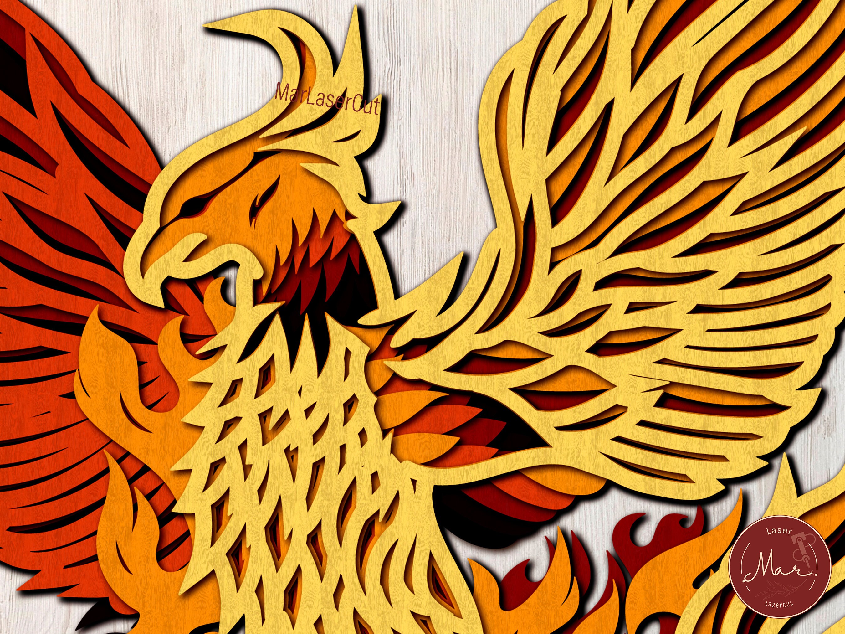 Multilayer Phoenix Laser Cut File 3D Layered Phoenix Paper Cut SVG ...