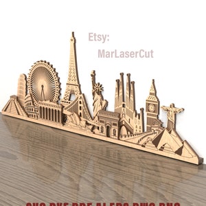 Multilayer World Landmarks Laser Cut File 3D Layered World Monuments ...