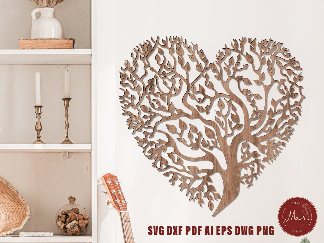 Tree of Life Heart Laser Cut File 3D Heart Tree Layered Dxf Dwg Plywood ...