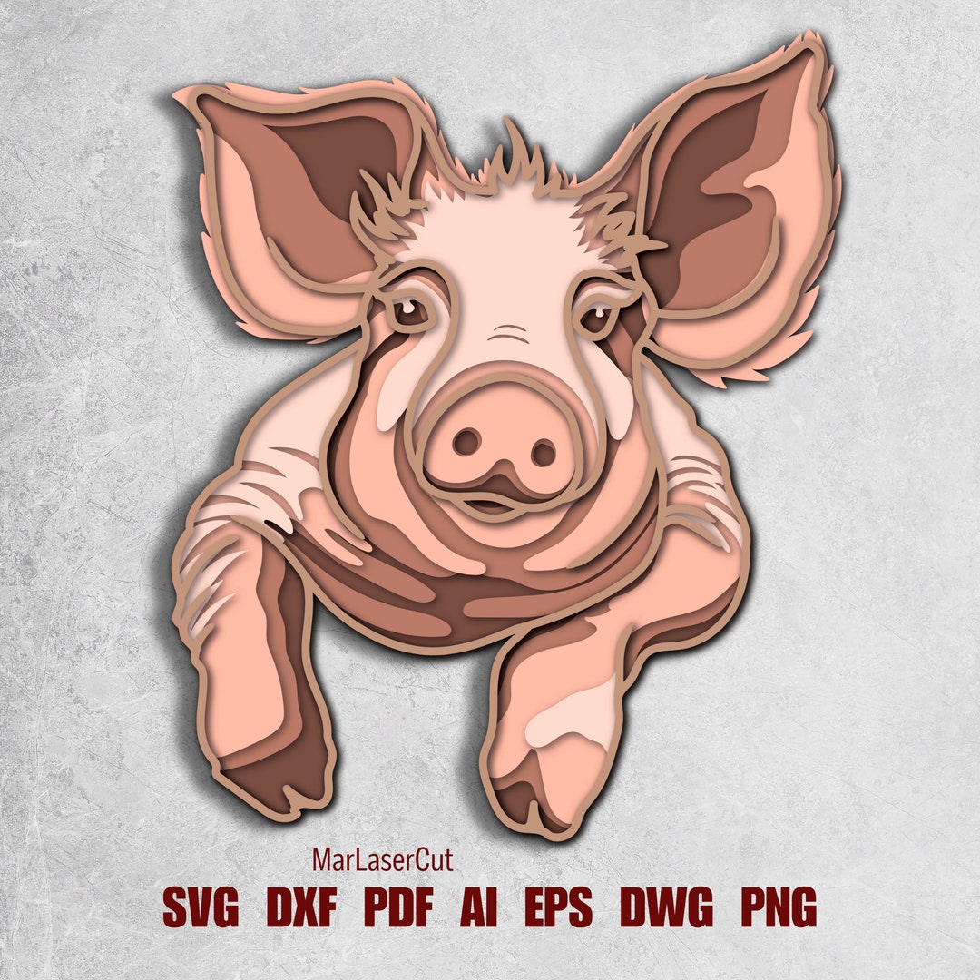 Multilayer Farm Pig Laser Cut File 3D Layered Pig Layered Dxf Plywood ...