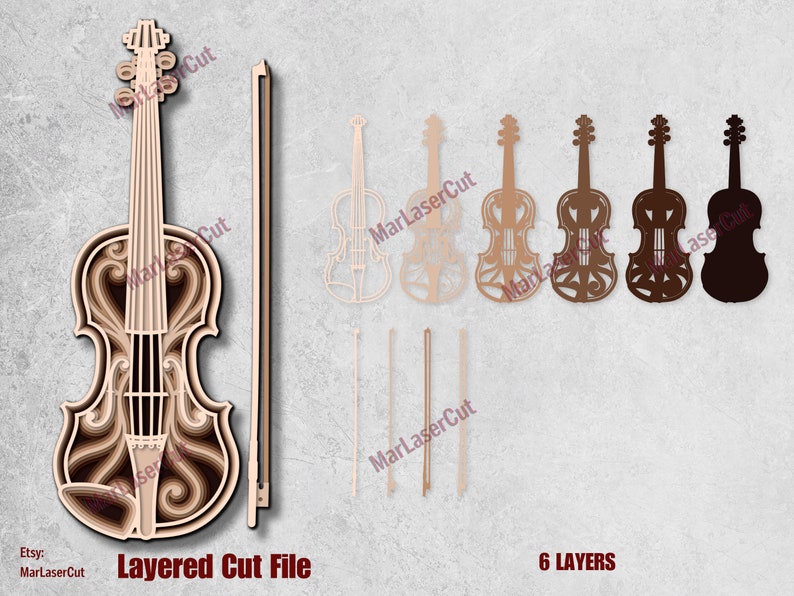 Violin Mandala Layered SVG Musical SVG Cut File 3d Layer Decorative Art ...