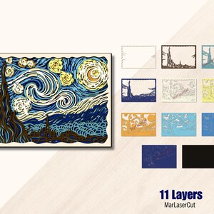 Starry Night Layered SVG: Van Gogh Laser Cut Mandala Art Digital ...