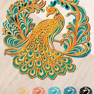 Multilayer Peacock Laser Cut File 3D Layered Peacock Layered Dxf Dwg ...