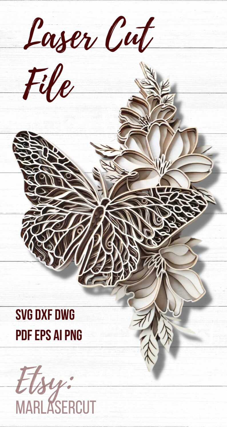 Butterfly Laser Cut File SVG Instant Download Vector Pattern - Etsy