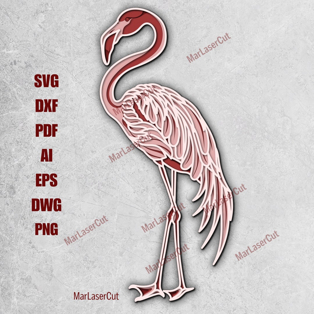 Multilayer Flamingo Laser Cut File 3D Layered Summer Laser Cut Dxf Dwg ...