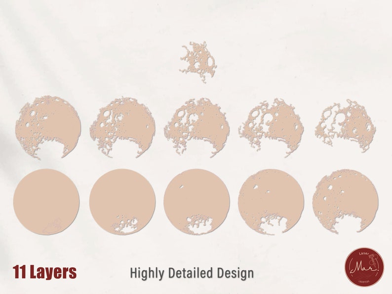 11 Layers Full Moon Laser Cut 3D File SVG for CNC Laser Dxf - Etsy