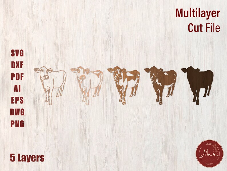 Multilayer Angus Cow Laser Cut File 3D Layered Cow Layered Dxf Dwg ...