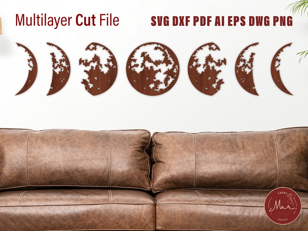 Multilayer Moon Laser Cut File SVG Layered Moon Phases Instant - Etsy