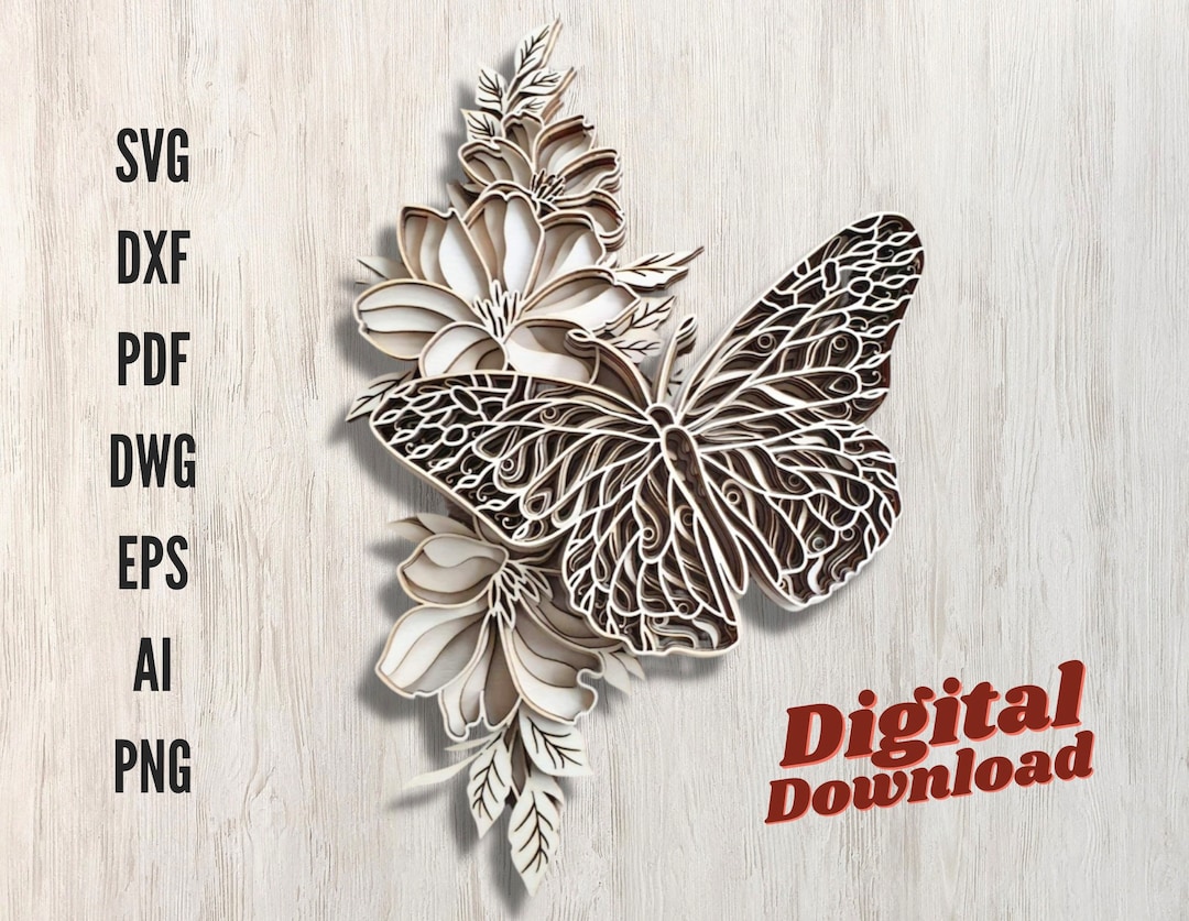 Butterfly Laser Cut File SVG Instant Download Vector Pattern Design ...