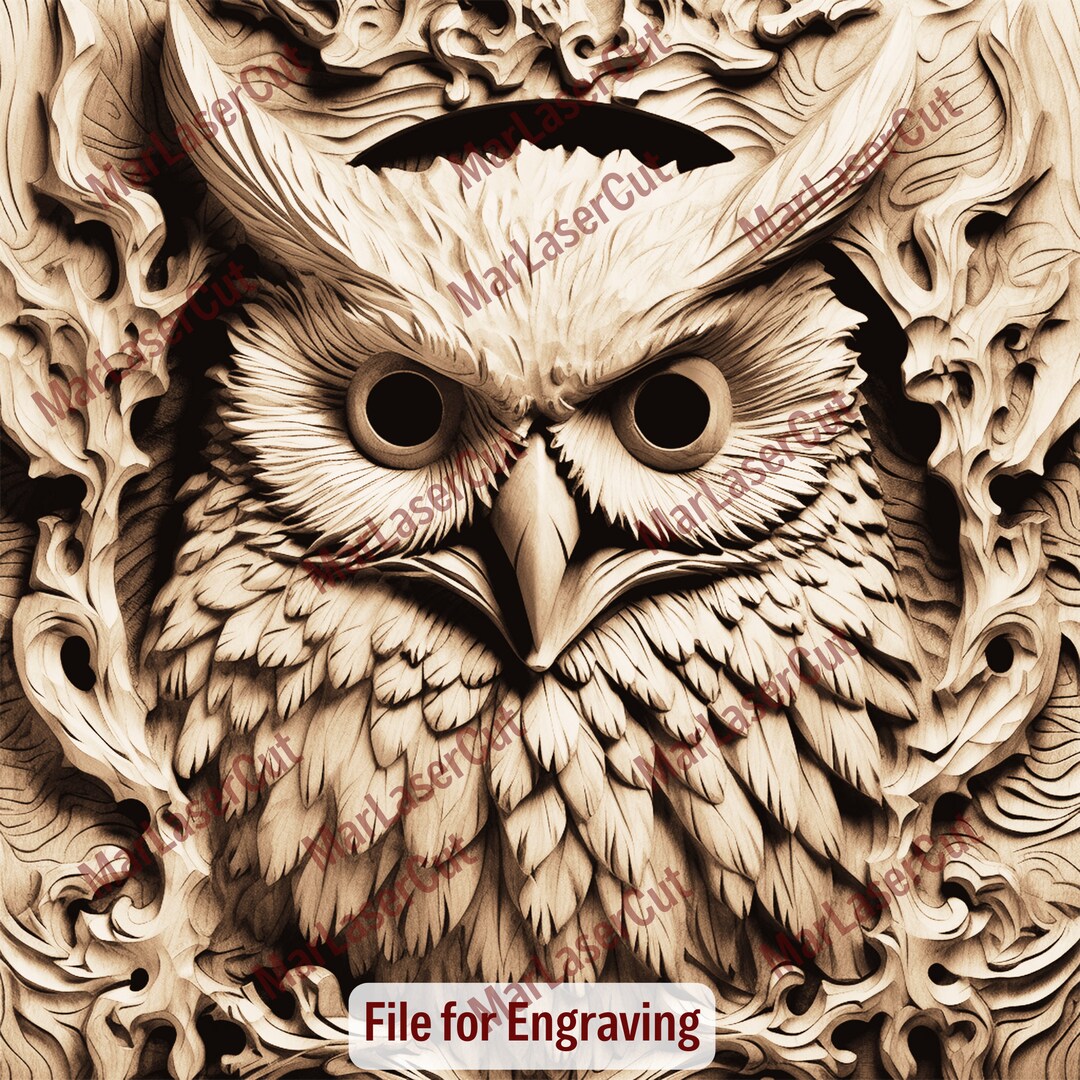 Laser Engraving Digital File Owl Engraving Image PNG 3D Illusion for ...