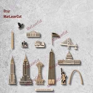 Multilayer Individual USA Landmarks Laser Cut File 3D Layered United ...