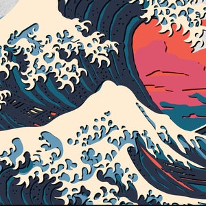 Multilayer Great Wave SVG Laser Cut File Paper Cutting Art Mandala Cut ...