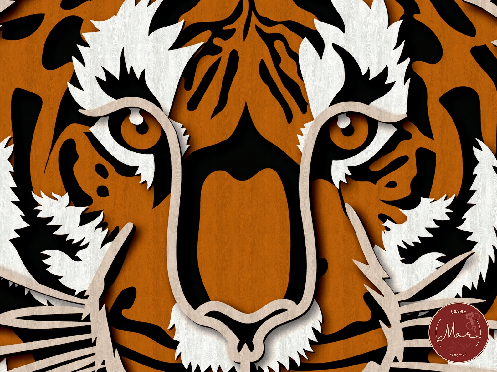 Multilayer Tiger Head Laser Cut File 3D Tiger Mandala Layered Dxf ...