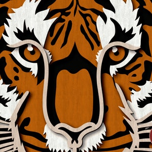 Multilayer Tiger Head Laser Cut File 3D Tiger Mandala Layered Dxf ...