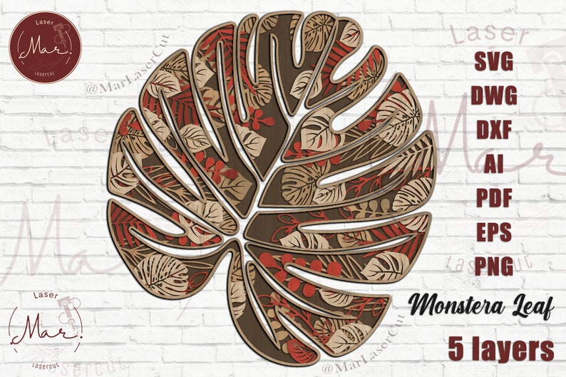 Monstera Leaf Laser Cut 3D File SVG Instant Download Vector - Etsy