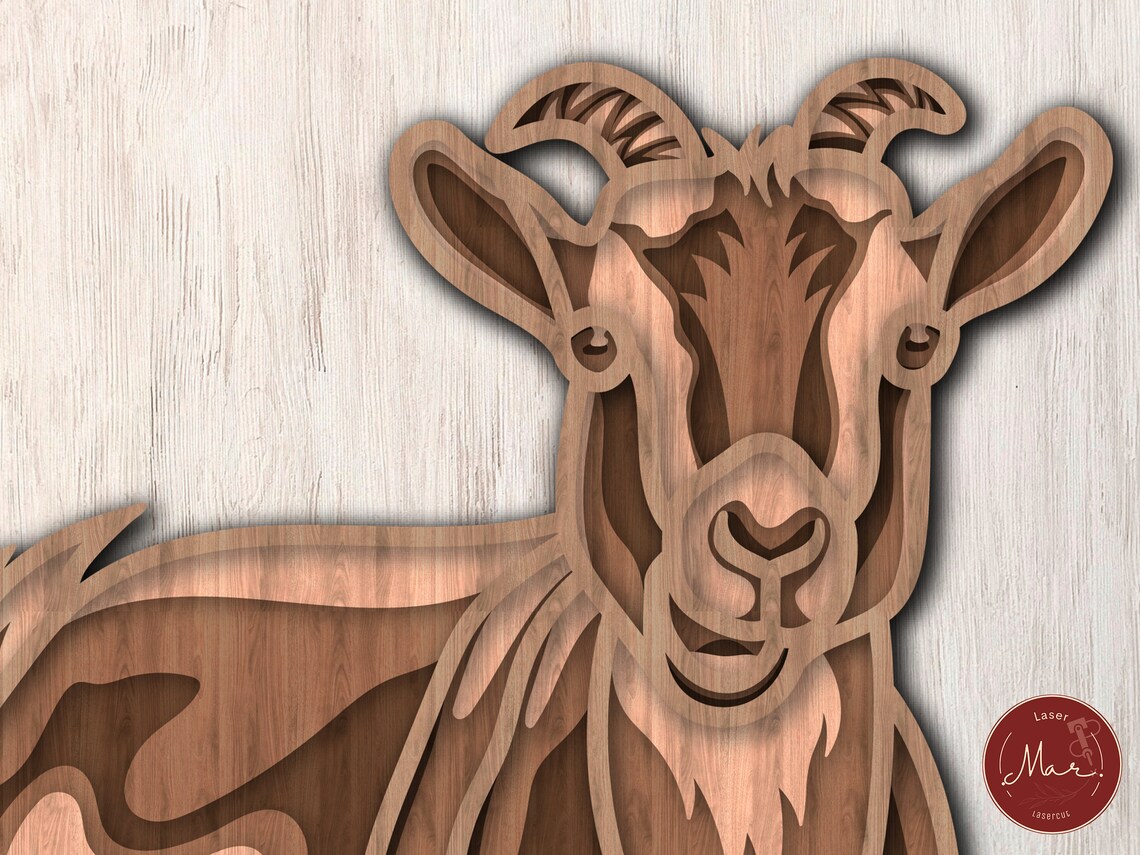 Multilayer Goat Climbing Laser Cut File 3D Layered Goat Layered Dxf Dwg ...