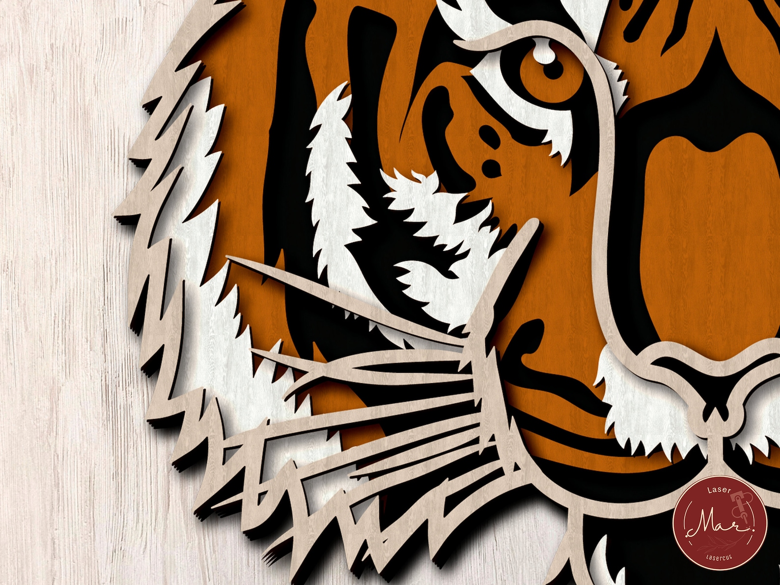 Multilayer Tiger Head Laser Cut File 3D Tiger Mandala Layered Dxf ...