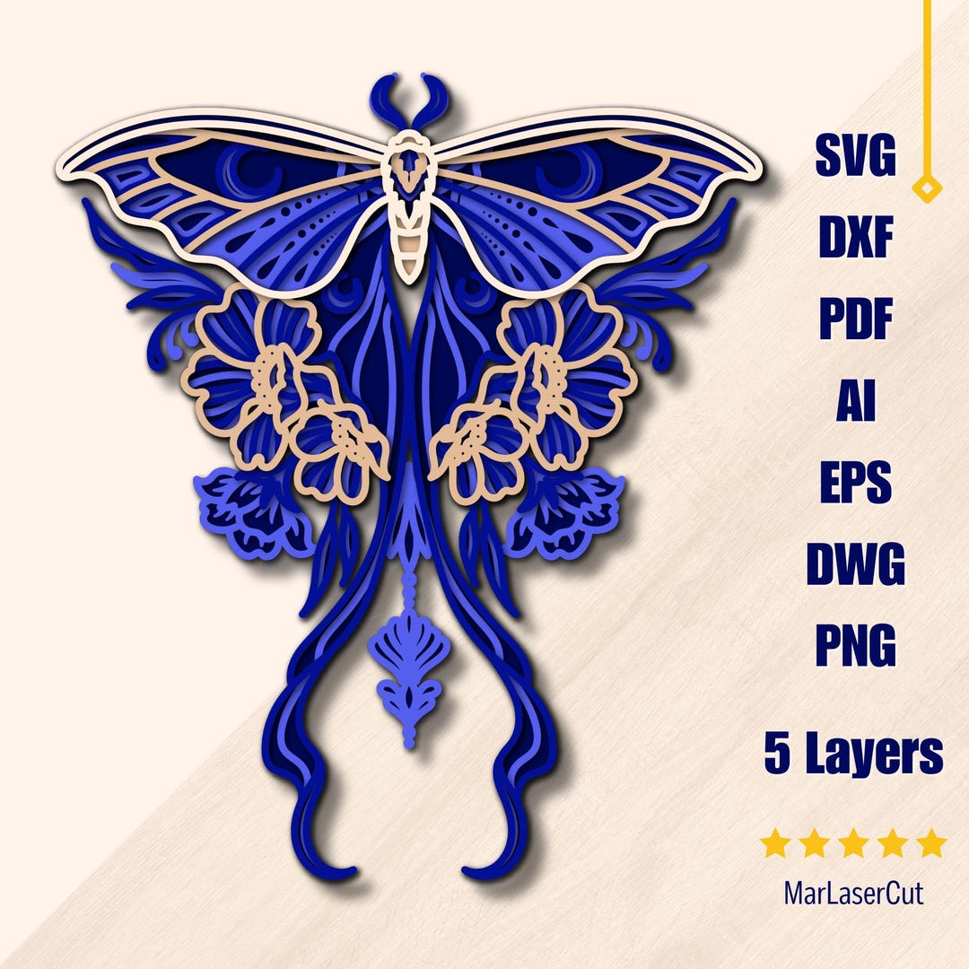 Mystical Butterfly / Moth Laser Cut File SVG | Digital Download Vector ...