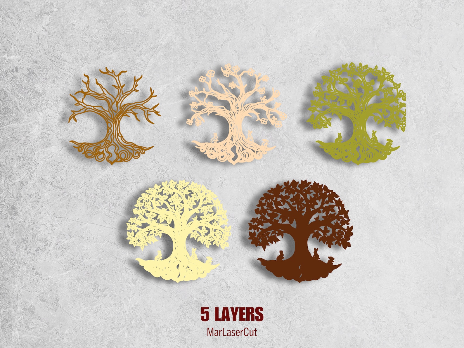Tree of Life Layered SVG Tree of Life SVG Cut File 3d Layer Tree of ...
