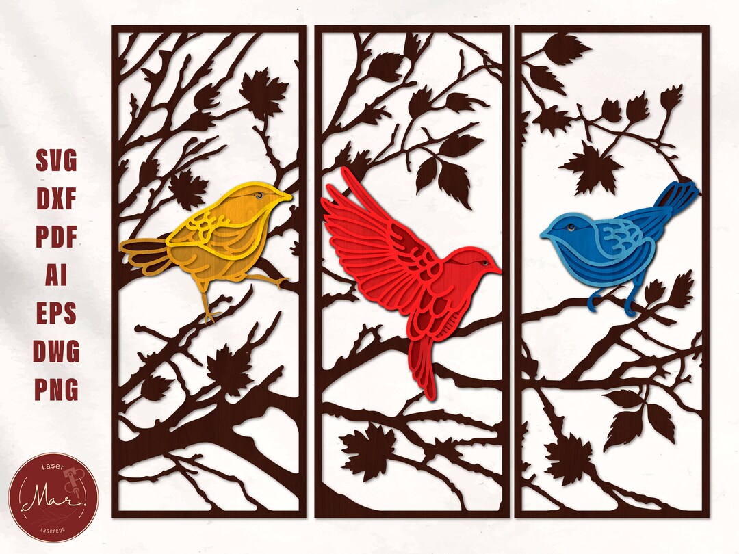 Multilayer Bird Wall Art Laser Cut File 3D Layered Bird Layered Dxf Dwg ...