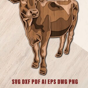 Multilayer Angus Cow Laser Cut File 3D Layered Cow Layered Dxf Dwg ...