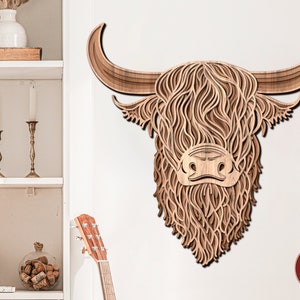 Multilayer Highland Cow Laser Cut File Highland Cow SVG Layered Svg ...