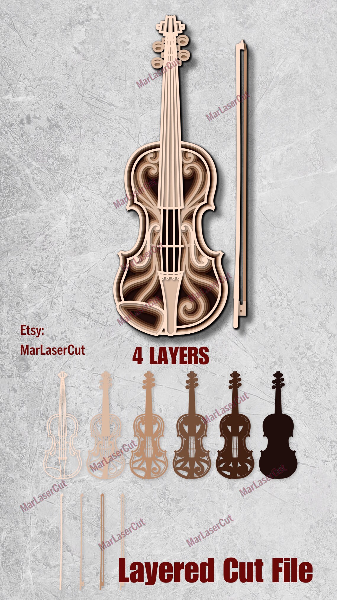 Violin Mandala Layered SVG Musical SVG Cut File 3d Layer Decorative Art ...