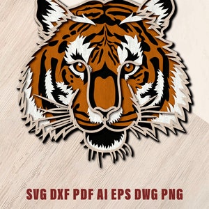 Multilayer Tiger Head Laser Cut File 3D Tiger Mandala Layered Dxf ...