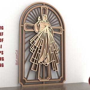 Layered Divine Mercy Laser Cut File 3D Multilayer Cross Layered Jesus ...