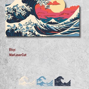 Multilayer Great Wave SVG Laser Cut File Paper Cutting Art Mandala Cut ...