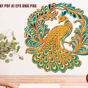 Multilayer Peacock Laser Cut File 3D Layered Peacock Layered Dxf Dwg ...