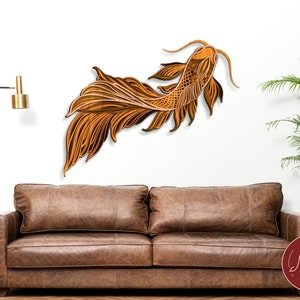 Multilayer Koi Fish Laser Cut Asia Koi Layered SVG Koi Paper Cut Fish ...