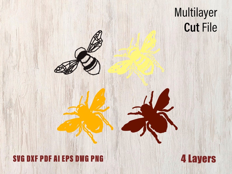 Layered Bee Laser Cut File Bee SVG 3D Instant Download Multi Layer Bee ...