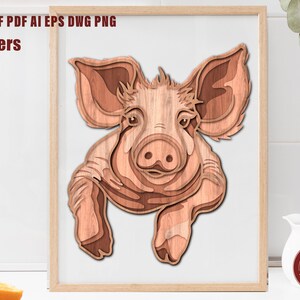 Multilayer Farm Pig Laser Cut File 3D Layered Pig Layered Dxf Plywood ...