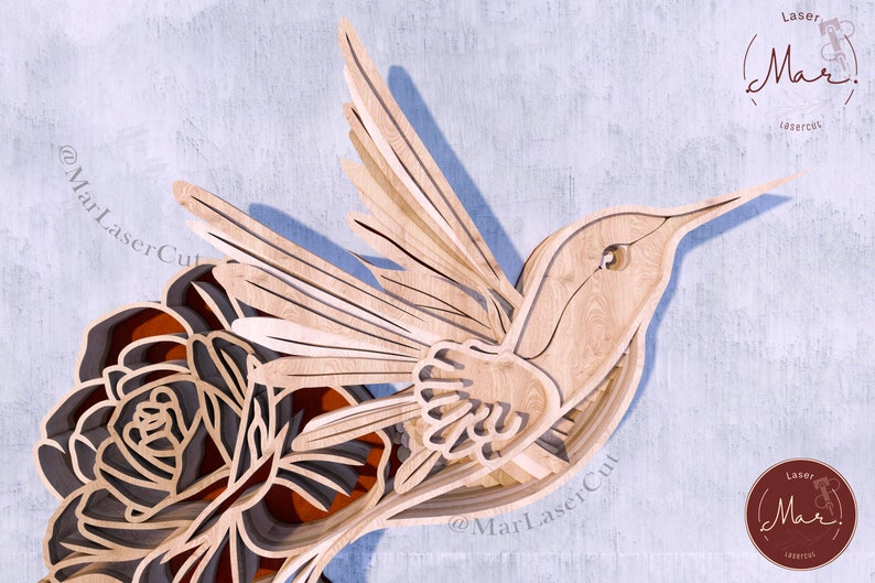 Multilayer Hummingbird Laser Cut 3D File SVG Mothers Day - Etsy