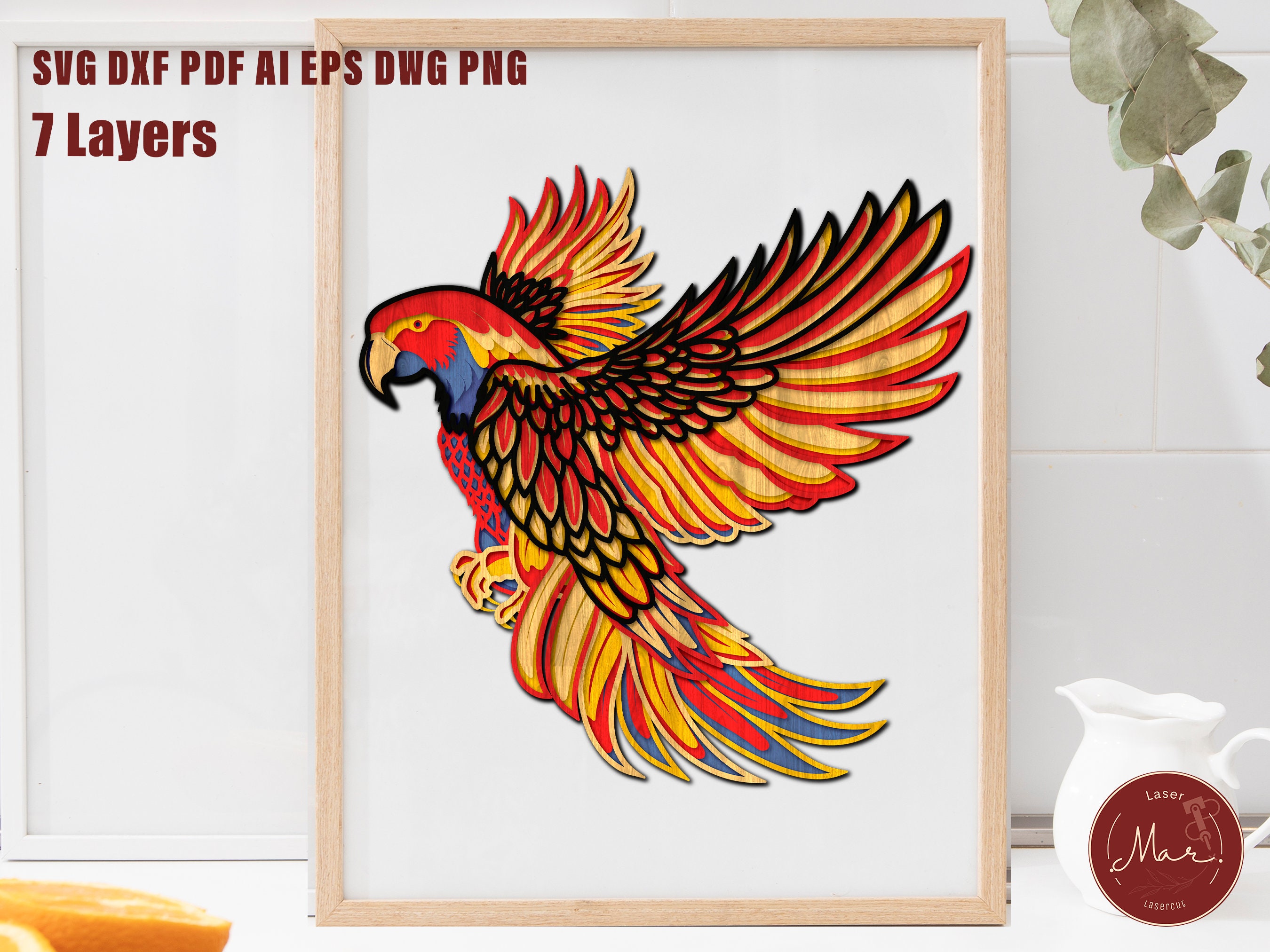 Multilayer Parrot Laser Cut File 3D Layered Parrot Paper Cut File SVG ...