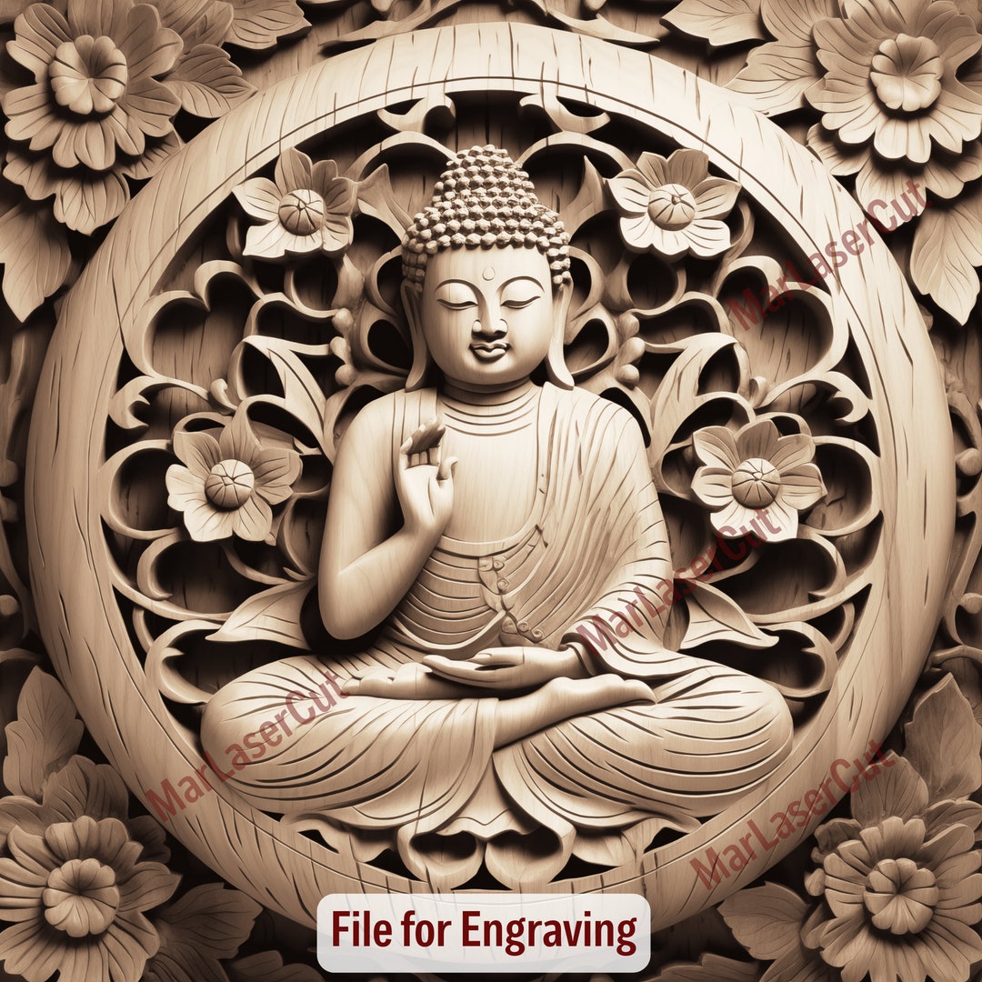 Laser Engraving Digital File Buddha Engraving Image PNG 3D Illusion for ...