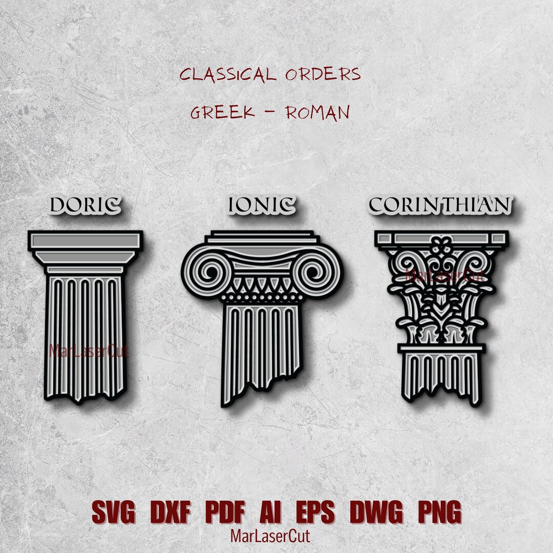 Layered 3D Classical Order Columns SVG File Cardstock SVG Instant ...