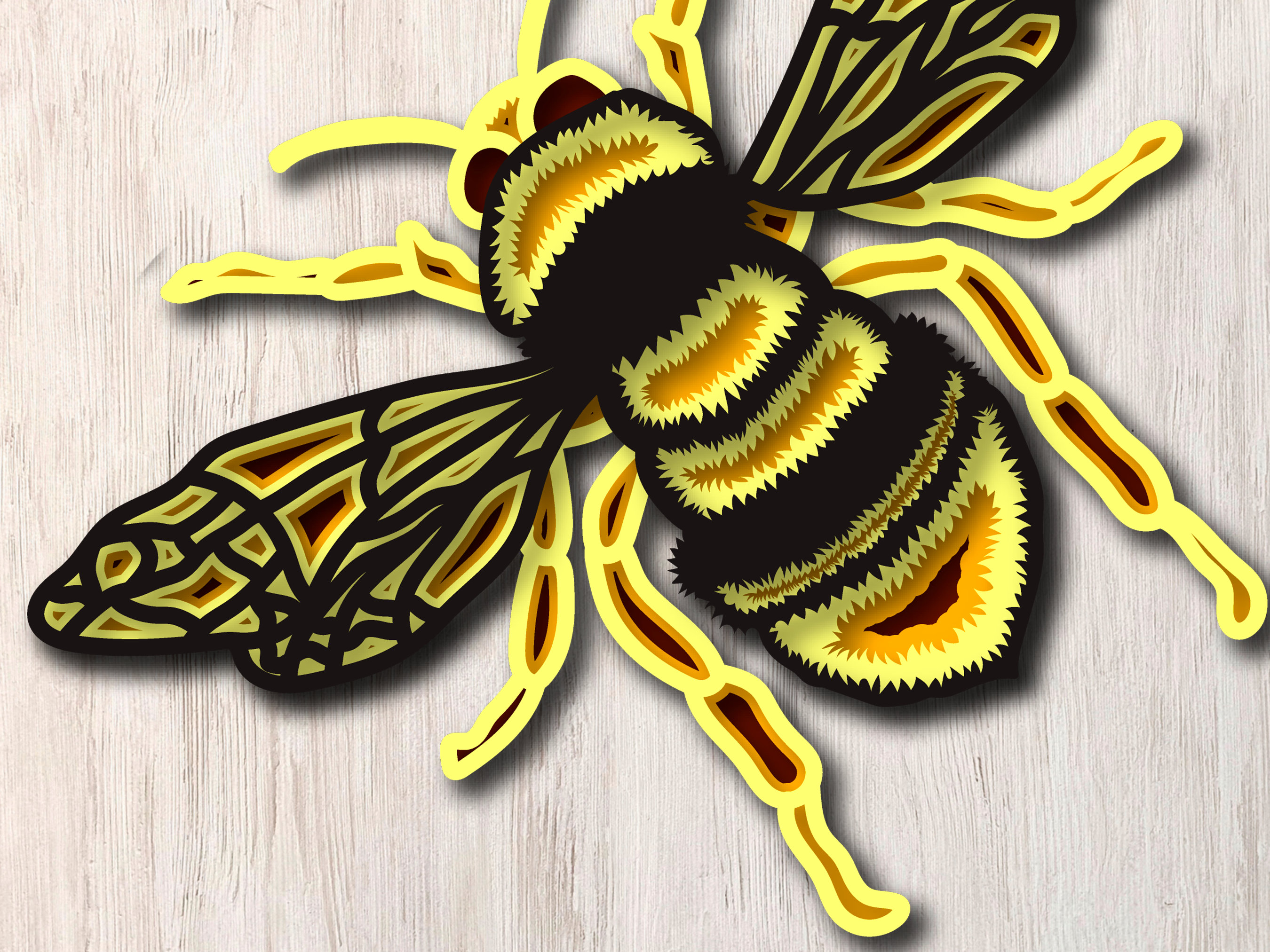 Layered Bee Laser Cut File Bee SVG 3D Instant Download Multi Layer Bee ...