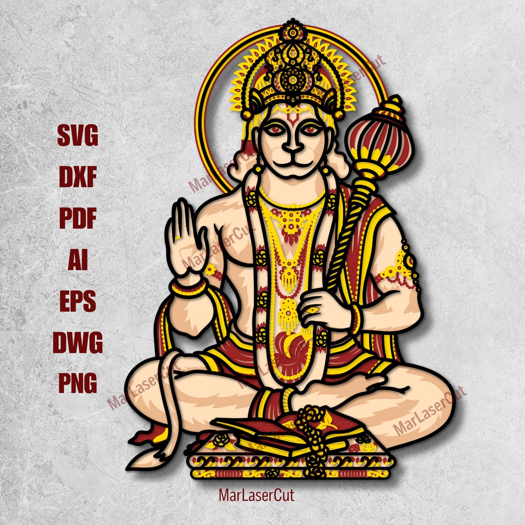 Multilayer Hindi Hanuman Chalisa Laser Cut File 3D Hinduism Mandala ...