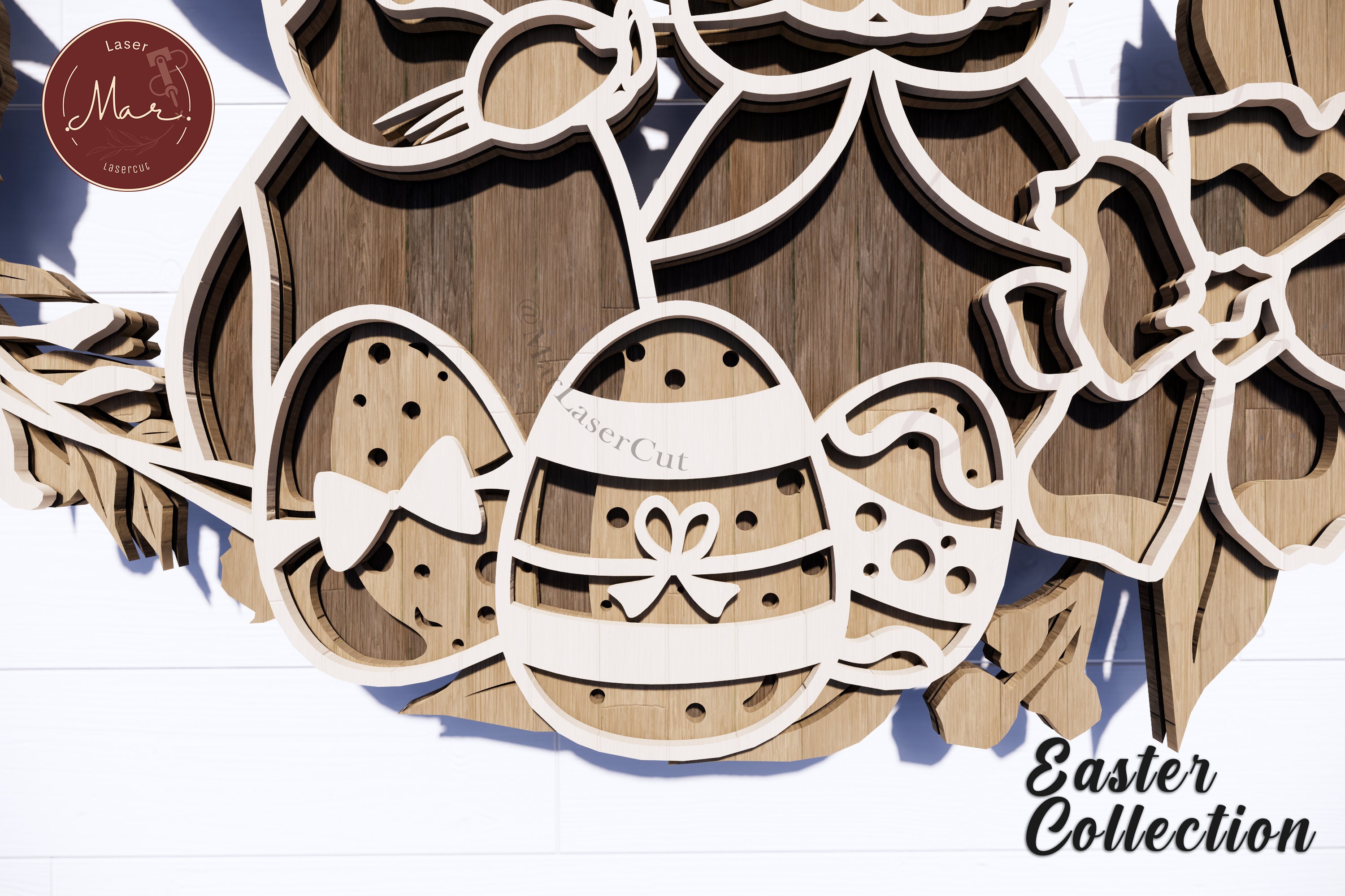 Easter Bunny Wreath Laser Cut 3D File SVG Happy Easter Laser Cut File ...