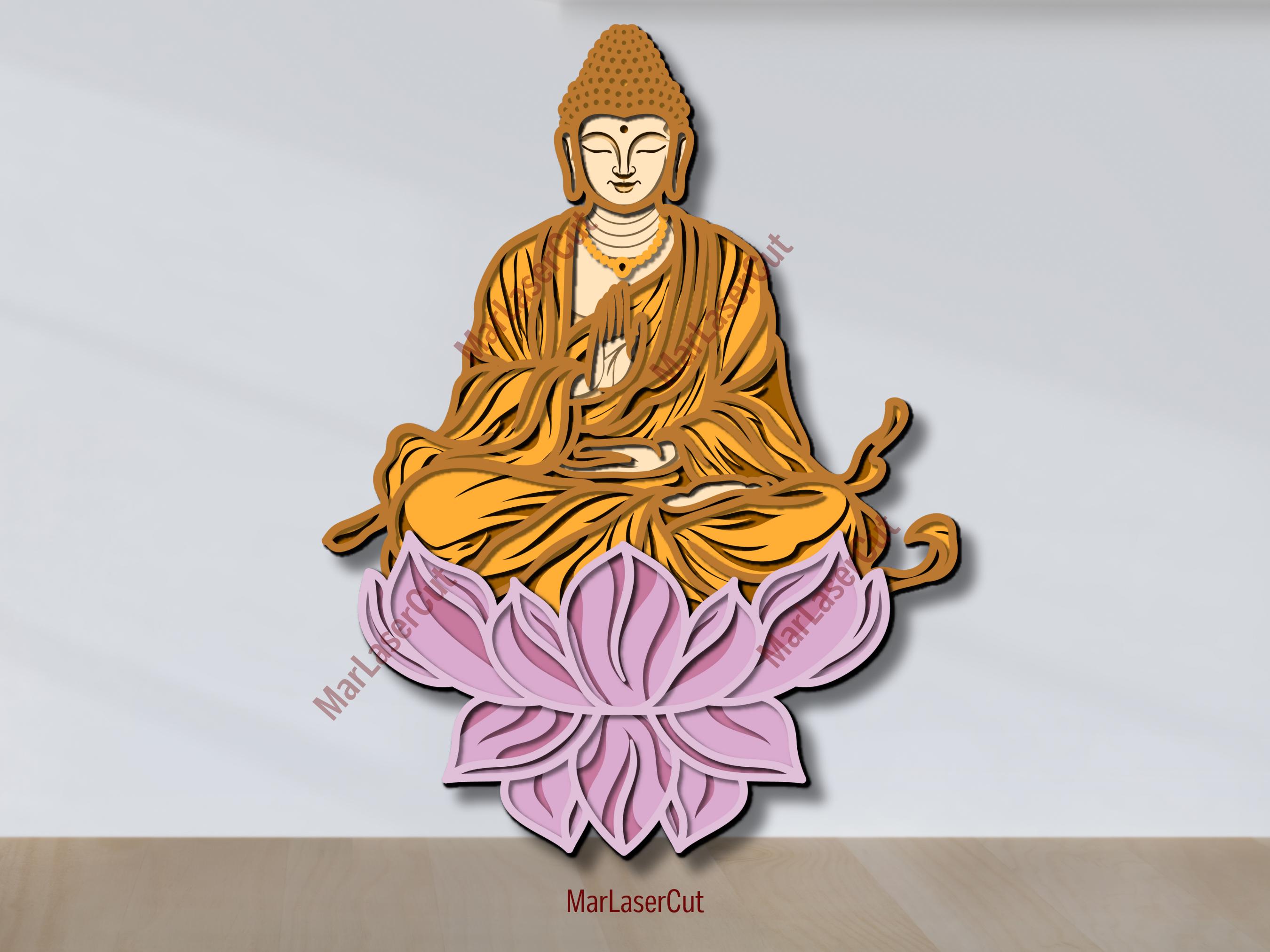 Multilayer Buddha Lotus Laser Cut File 3D Buddhism Mandala Layered Dxf ...