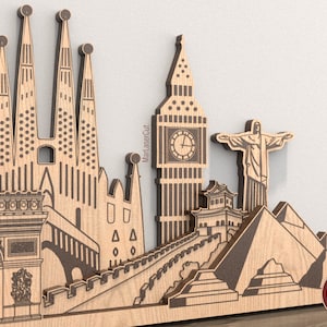 Multilayer World Landmarks Laser Cut File 3D Layered World Monuments ...