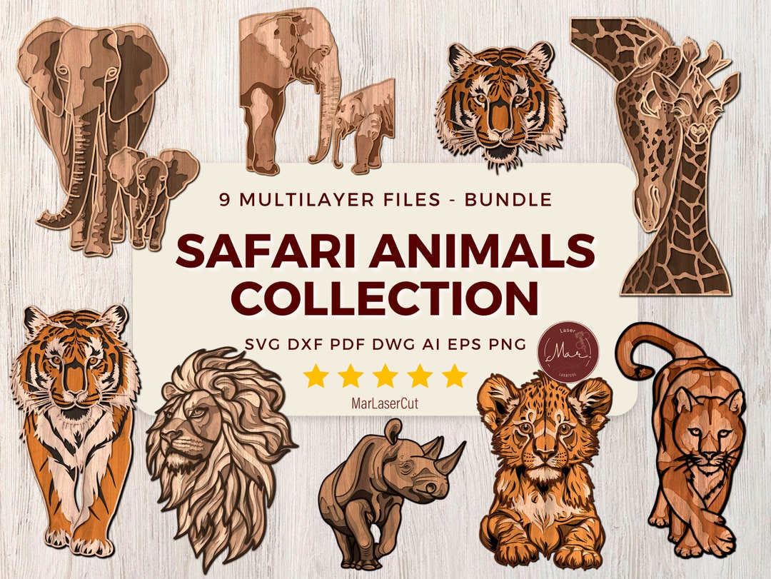 Multilayer Safari Laser Cut File Layered Laser Cut SVG Layered Lion ...