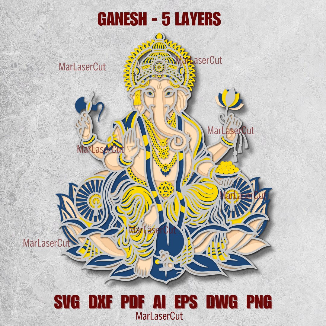 Multilayer Ganesh God Laser Cut File 3D Hinduism Mandala Layered Dxf ...