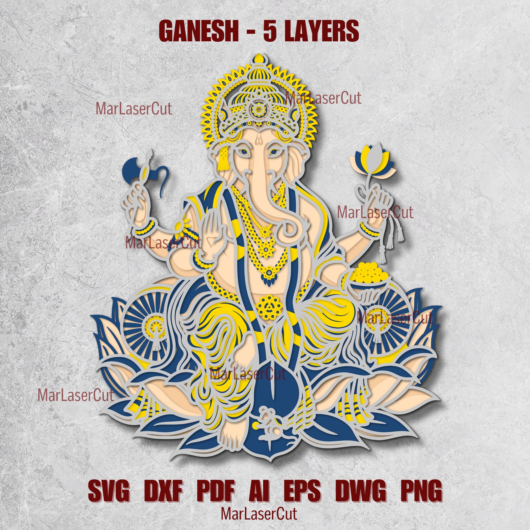 Multilayer Ganesha God Laser Cut File 3D Hinduism Mandala Layered Dxf ...