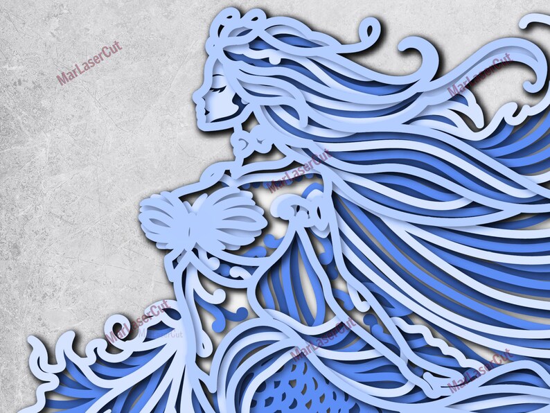 Multilayer Mermaid SVG Laser Cut, Layered Panel for Paper Cut, Coastal ...
