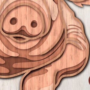 Multilayer Farm Pig Laser Cut File 3D Layered Pig Layered Dxf Plywood ...